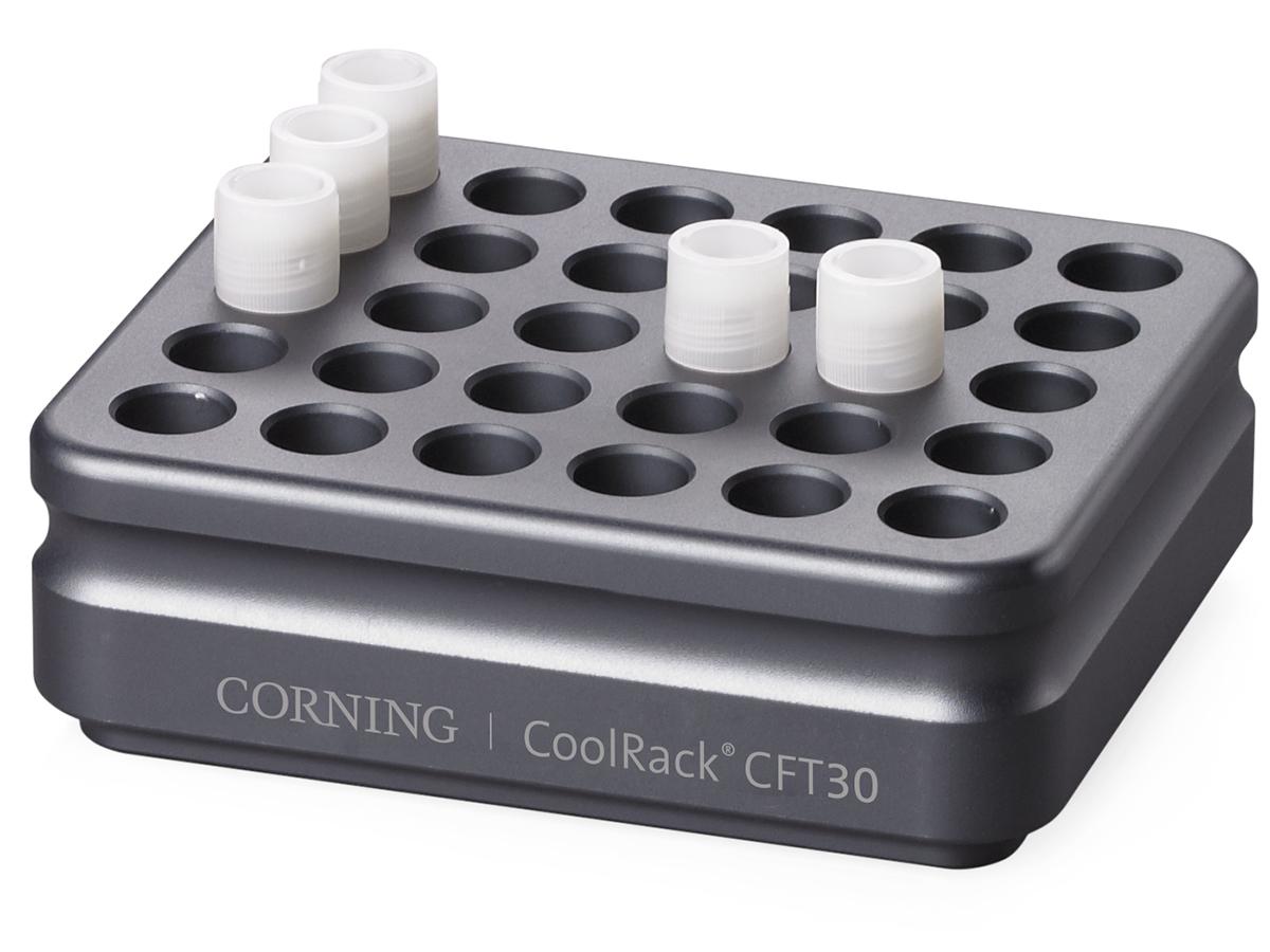CoolRack CFT30, holds 30 cryovial or FACS tubes, with gripping wells f ...