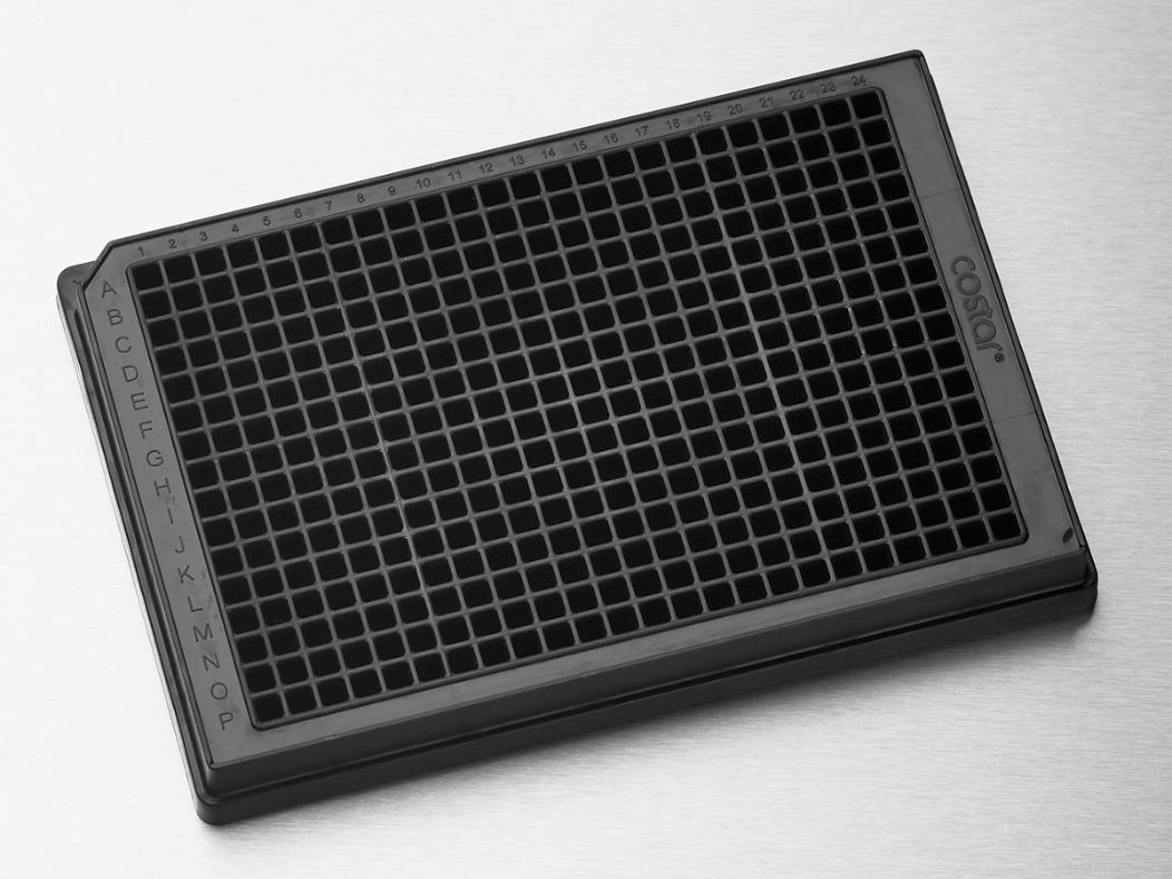 Microplate, 384 Well, Polystyrene, Black, Flat Bottom, Square Wells, L ...