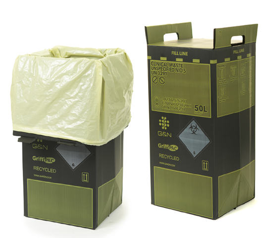 Griff Pac Recycled Flat Pack Clinical Waste Box – Appleton Woods | UK ...